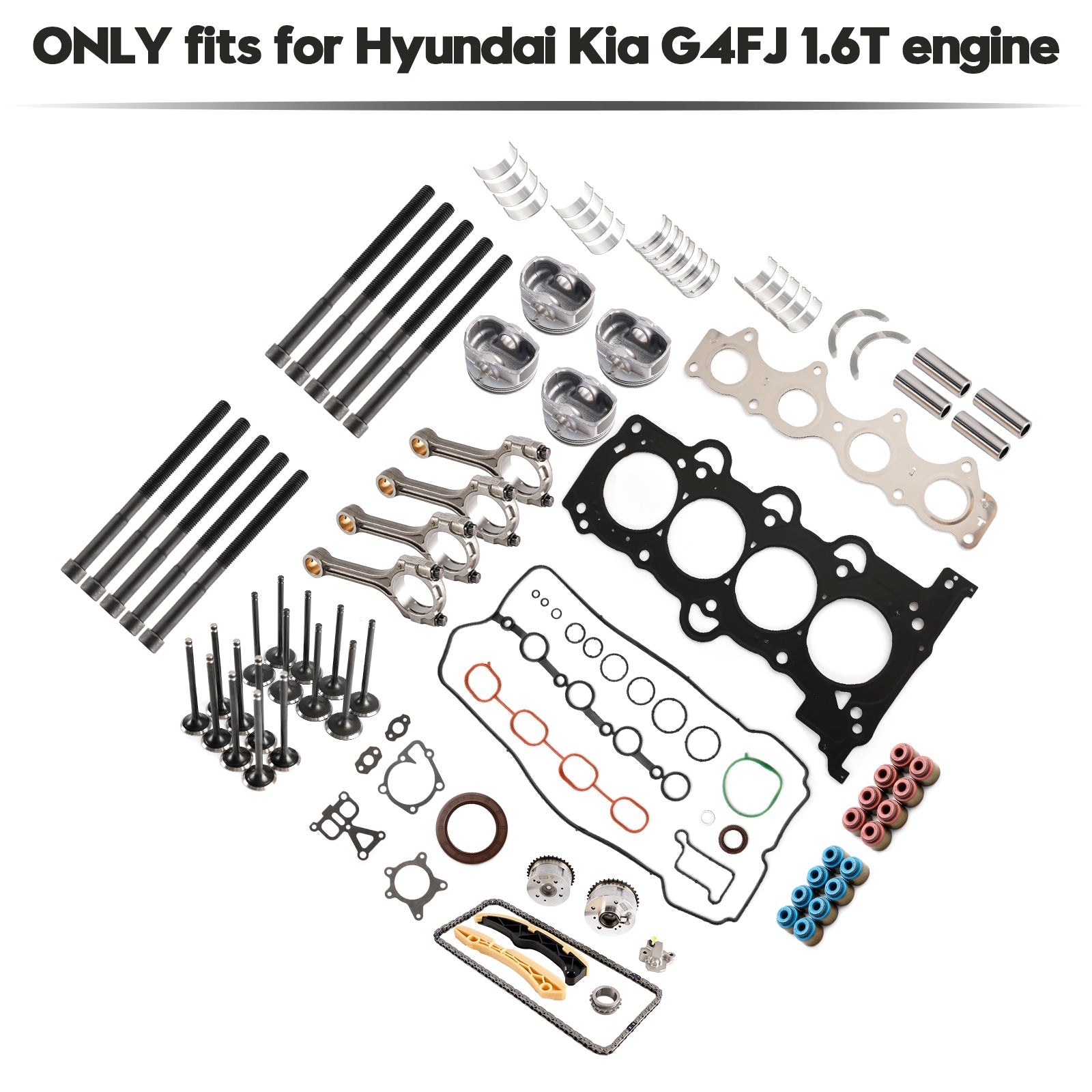 G4FJ 1,6 T Motor Kolben Dichtung Ventil Lager Timing Kit w/Stangen für ...