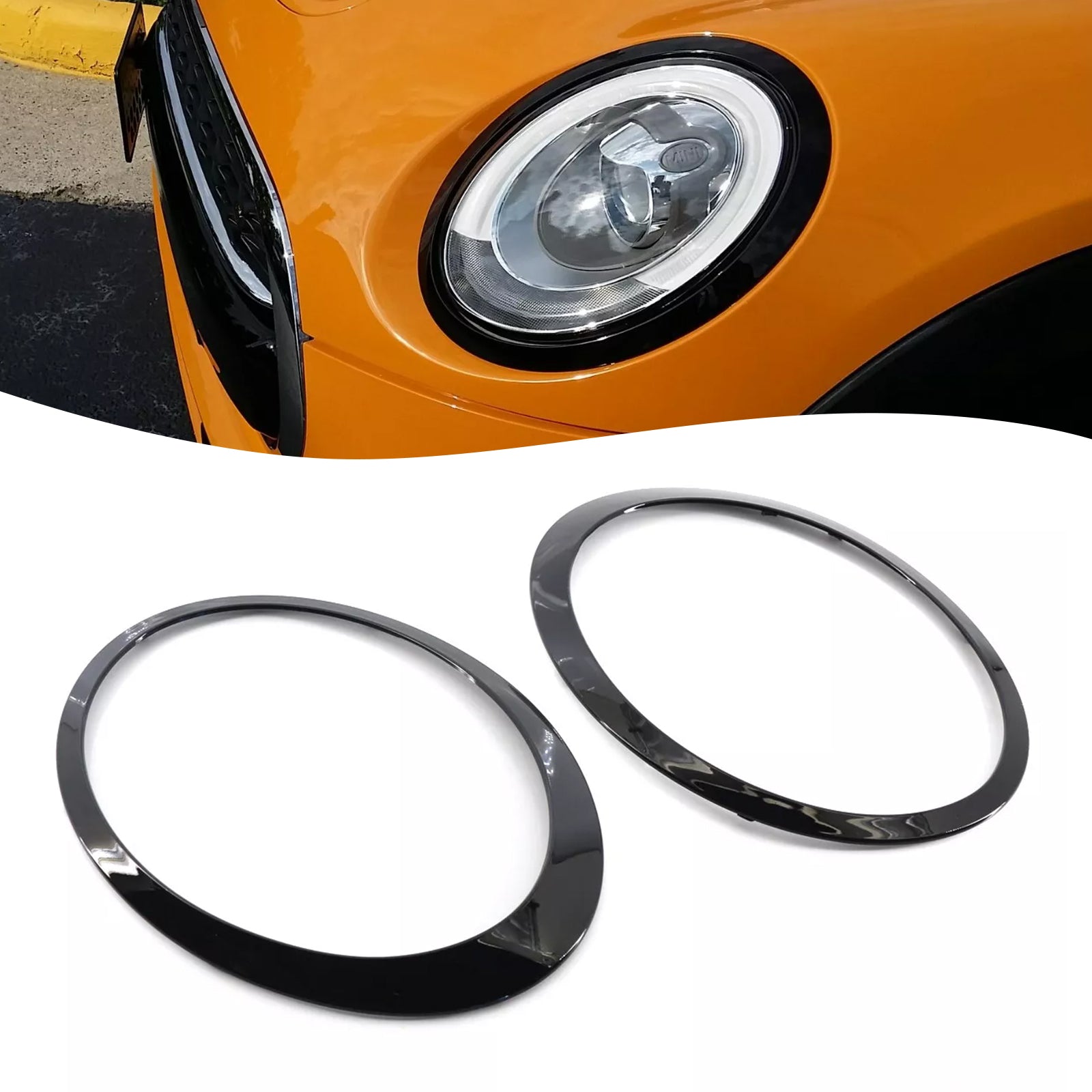 2 STÜCKE Glanz Schwarz Scheinwerfer Blende Trim Ring Mini Cooper F55 F ...