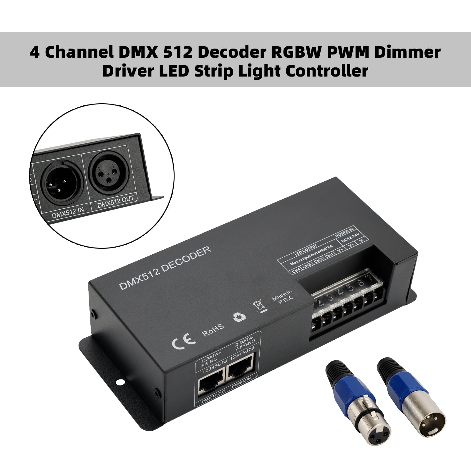 4-Kanal-DMX 512-Decoder RGBW PWM Dimmer Treiber LED-Streifen-Licht-Con ...