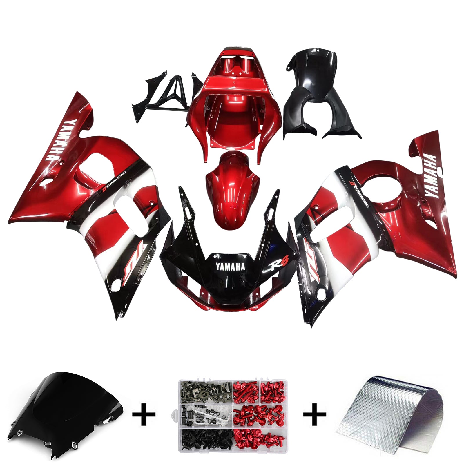 Amotopart Yamaha 1998-2002 YZF 600 R6 rot mit schwarzer wei?er Verklei ...