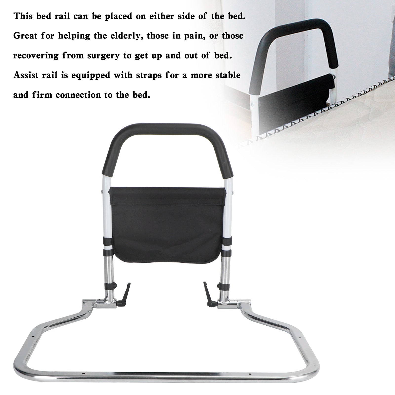 Foldable Bed Rail Safety Assist Handle Hand Guard Grab Bar Elderly Han ...
