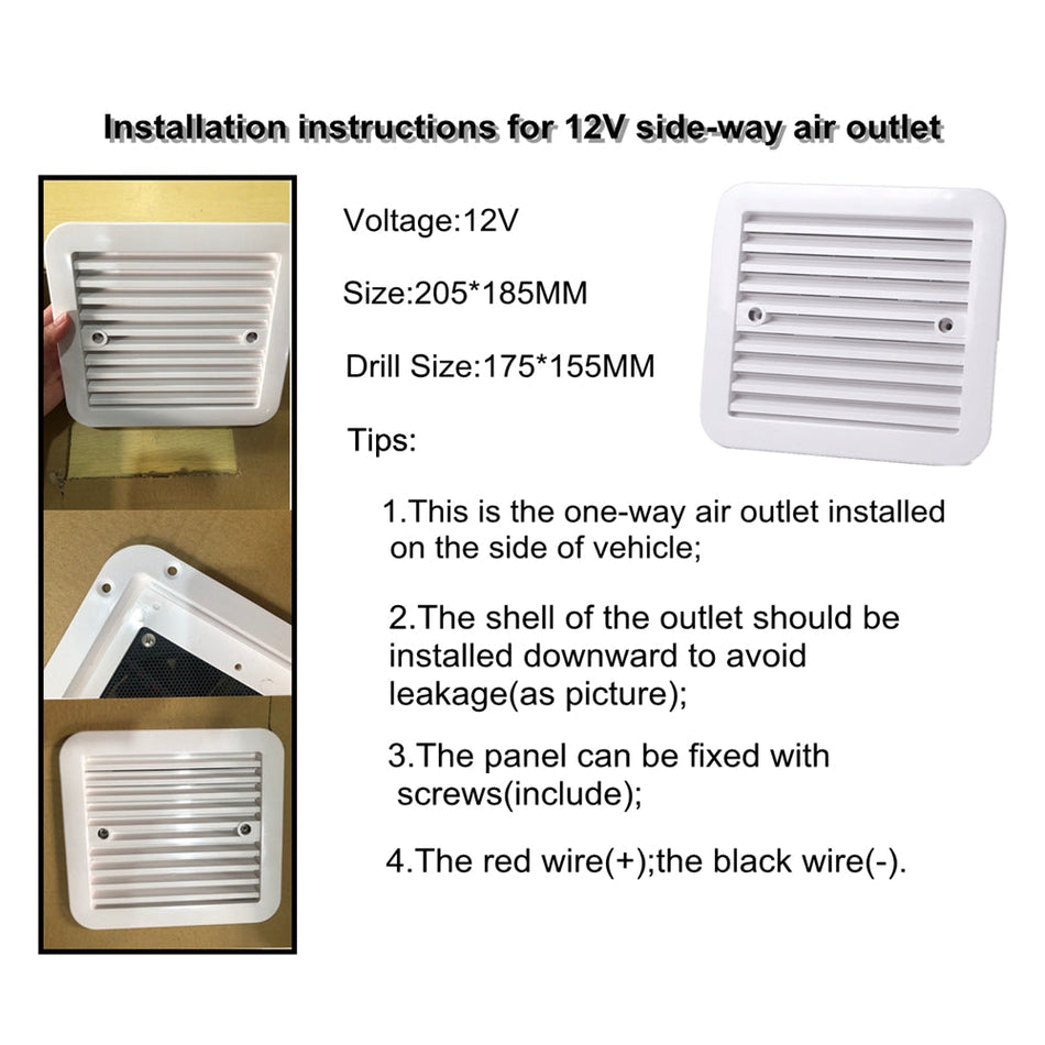 12 V RV Caravan Side Air Trailer Vent Ventilation Cooling Mute Abluftv ...