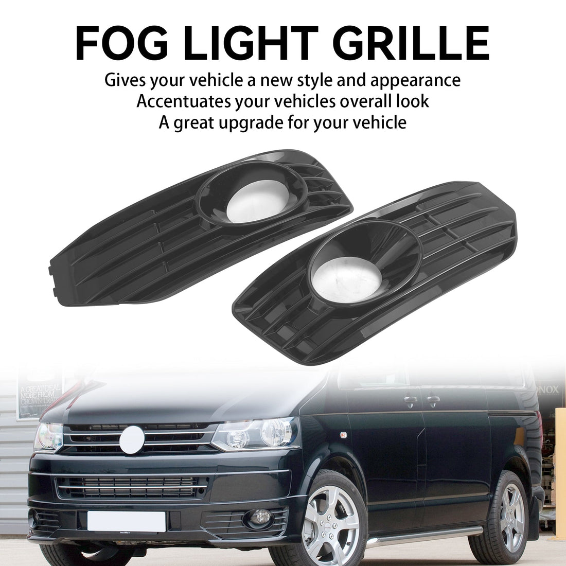 VW T5 T5.1 2010-2015 Gloss Black Fog Lamp Light Cover Insert S-line Gr ...