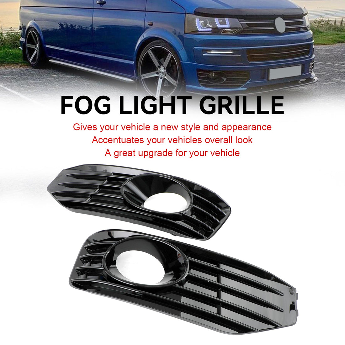 VW T5 T5.1 2010-2015 Gloss Black Fog Lamp Light Cover Insert S-line Gr ...