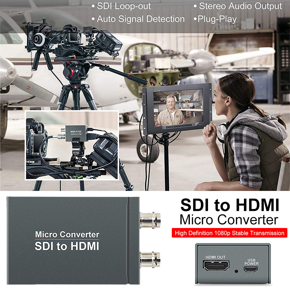 1 SDI In to 2 HDMI + SDI Out Mini HD Video Micro Konverter Audio Switc ...