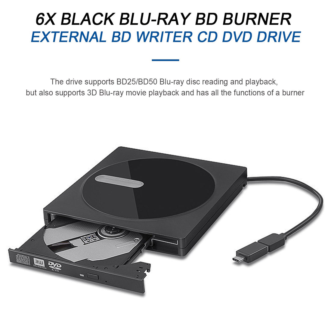 6X Blu-ray-Brenner USB Externer Super Slim BD DVD CD RW Disc Writer Mo ...