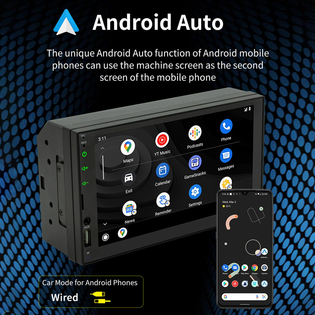 7" verkabelter Carplay-Auto-MP5-Player Bluetooth MP3-Autokartenradio ...